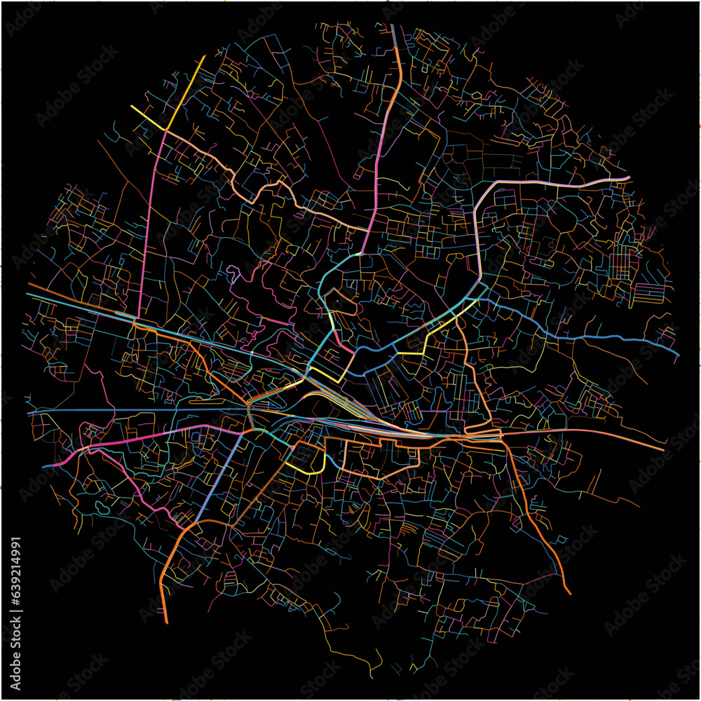 Colorful Map of Dhanbad, Jharkhand with all major and minor roads ...