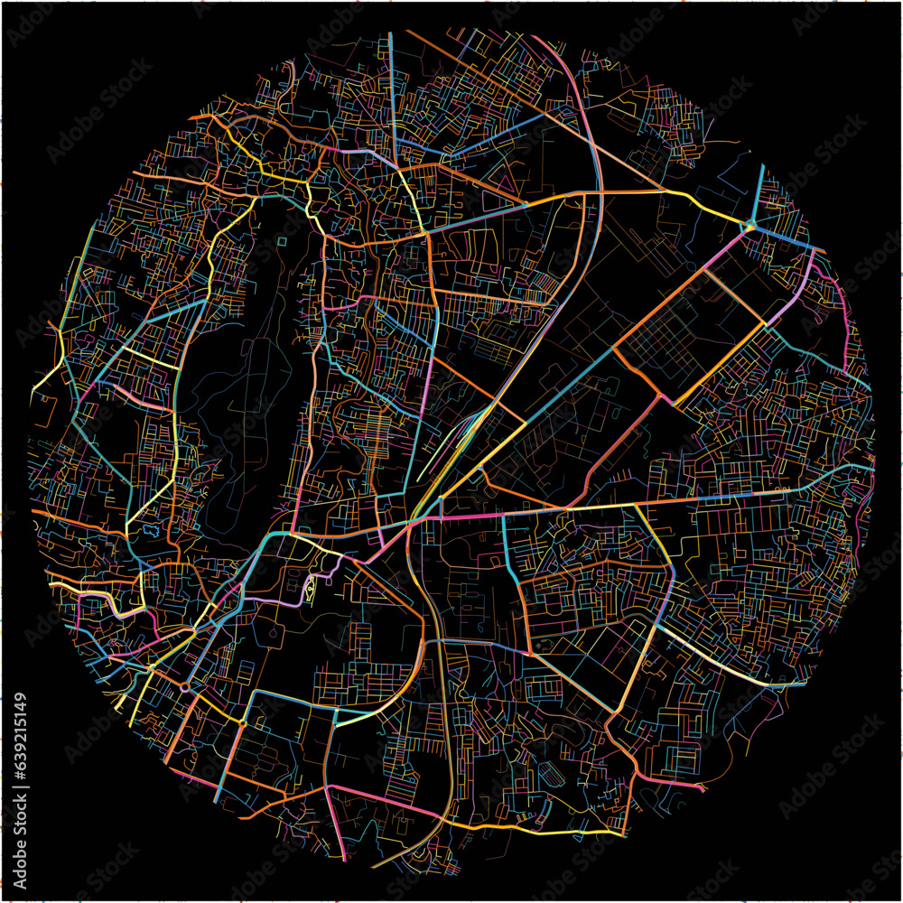 Colorful Map of Gwalior, Madhya Pradesh with all major and minor roads ...