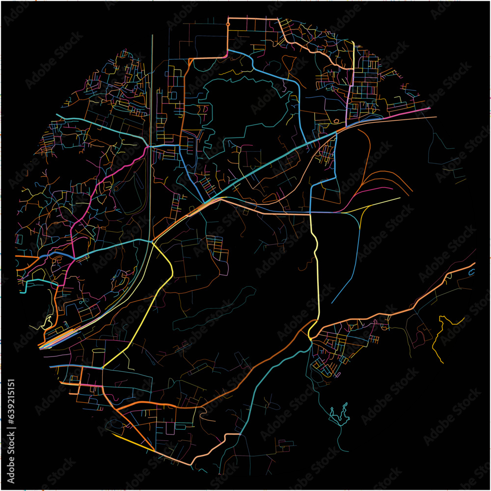 Colorful Map of Jabalpur, Madhya Pradesh with all major and minor roads ...