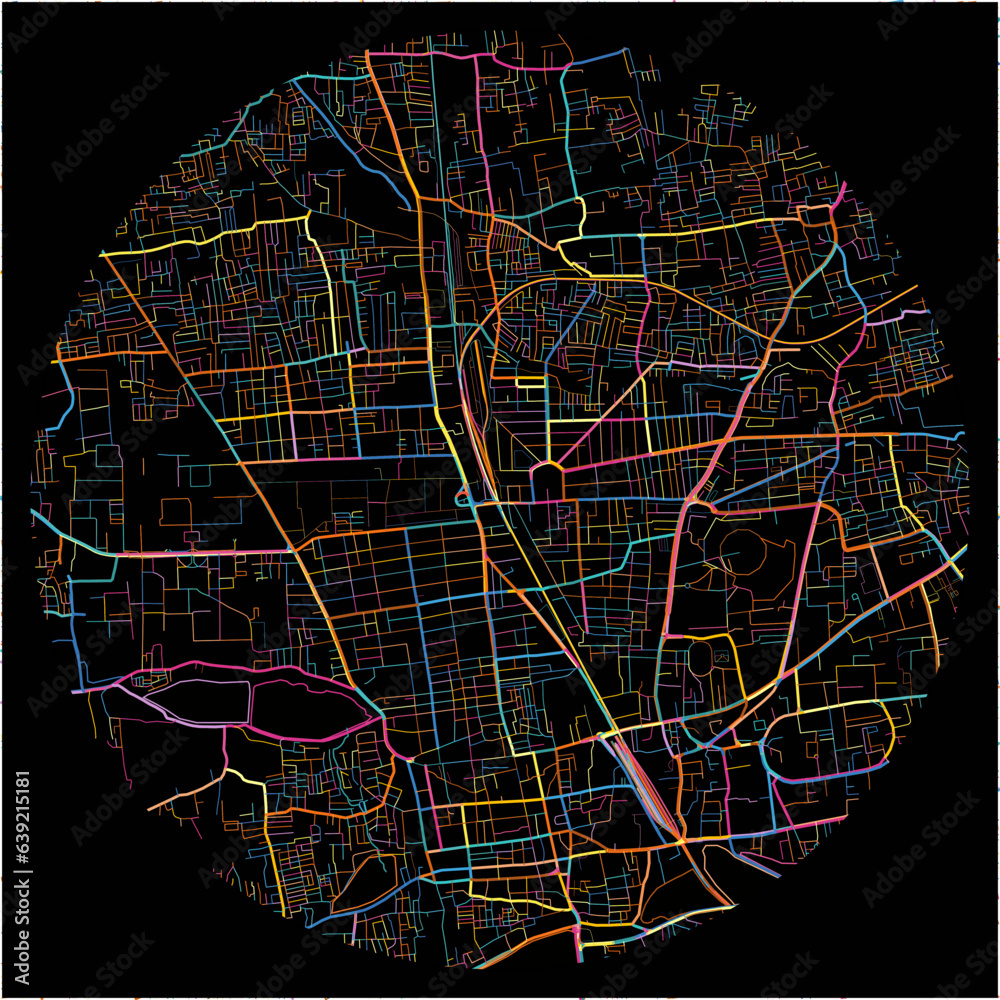 Vetor de Colorful Map of Coimbatore, Tamil Nadu with all major and ...