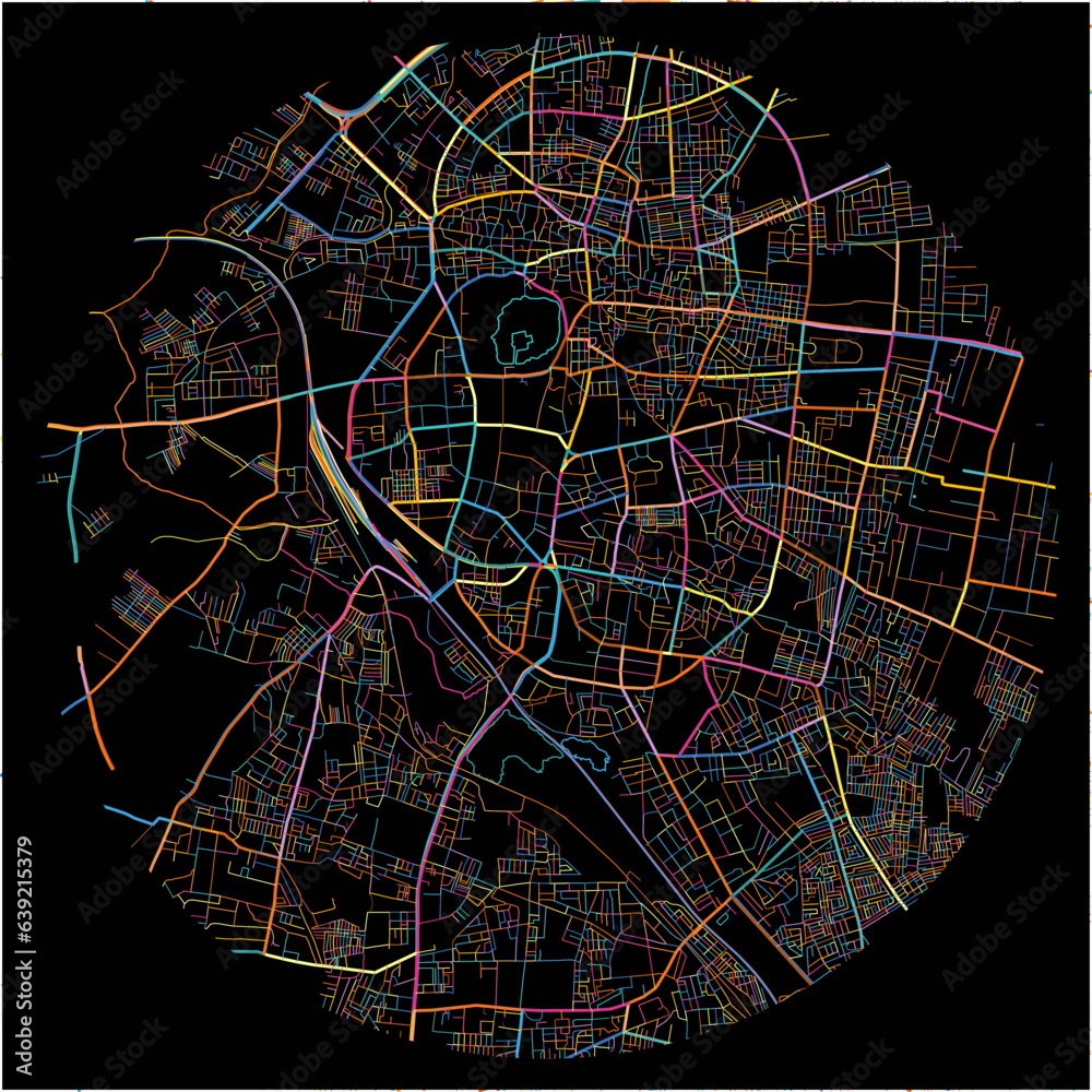 Colorful Map of Solapur, Maharashtra with all major and minor roads ...