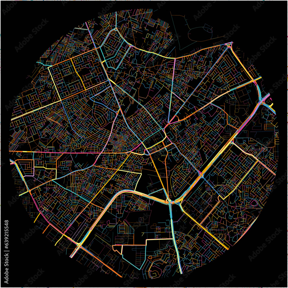 Colorful Map of Gurgaon, Haryana with all major and minor roads. Stock ...