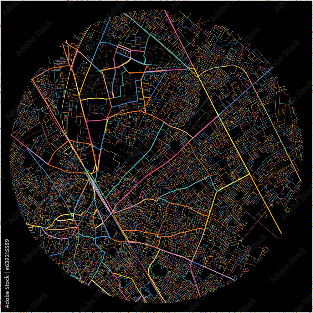 Colorful Map of Aligarh, Uttar Pradesh with all major and minor roads ...