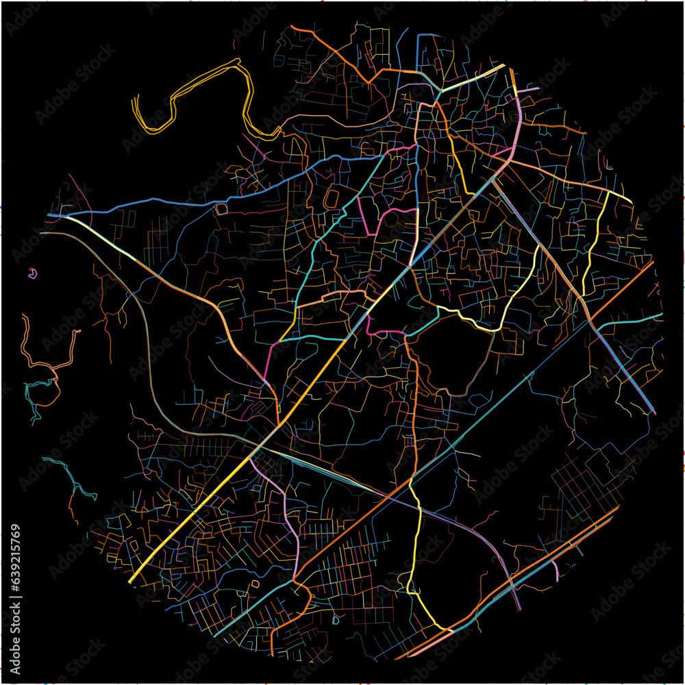 Colorful Map of Bhiwandi, Maharashtra with all major and minor roads ...