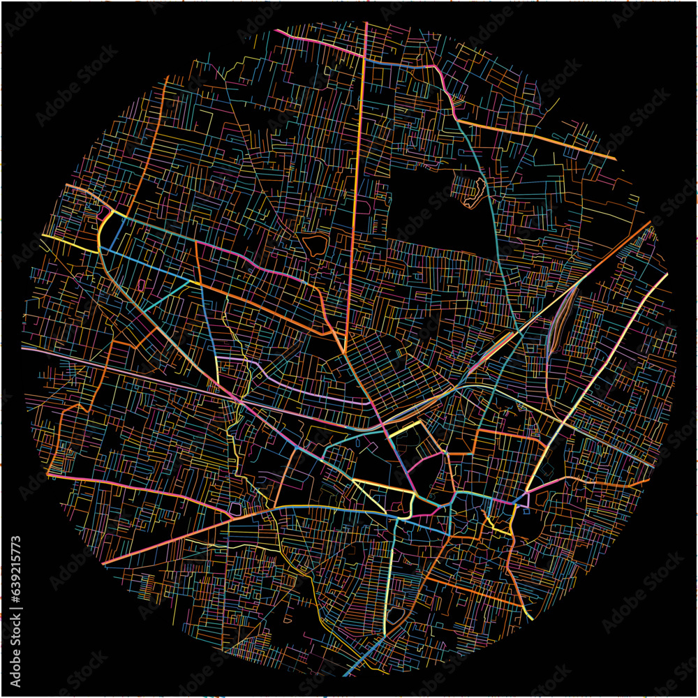 Colorful Map of Guntur, Andhra Pradesh with all major and minor roads ...