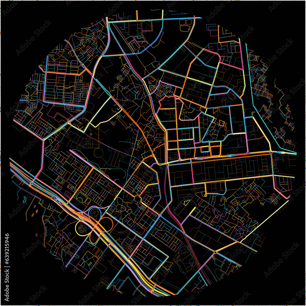 Colorful Map of Noida, Uttar Pradesh with all major and minor roads ...