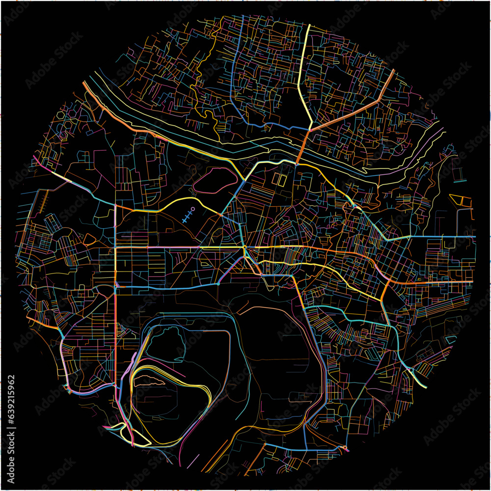 Colorful Map of Jamshedpur, Jharkhand with all major and minor roads ...