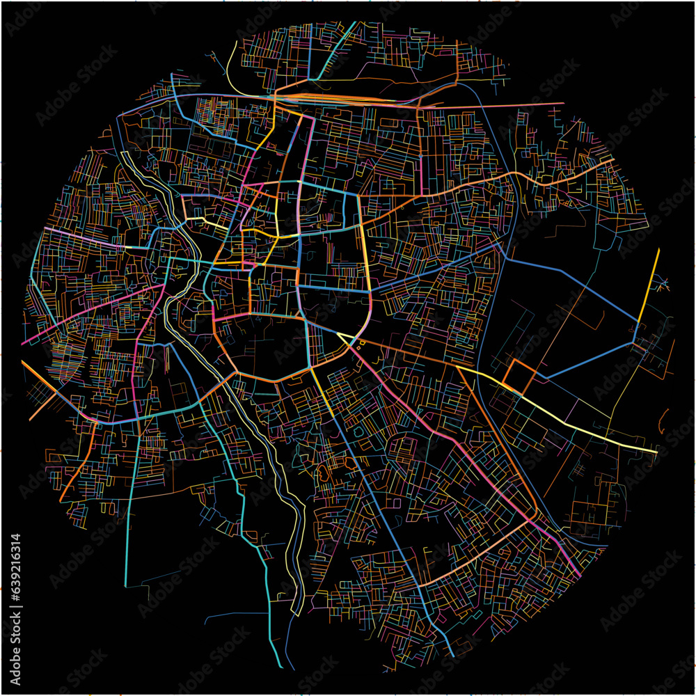 Colorful Map of Akola, Maharashtra with all major and minor roads ...