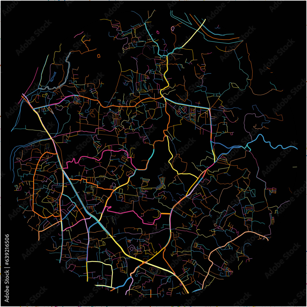 Colorful Map of Mangalore, Karnataka with all major and minor roads ...
