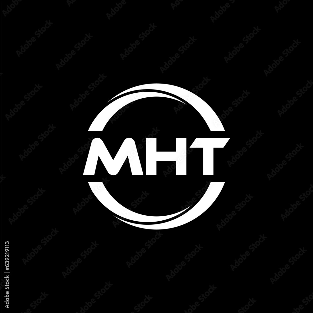 MHT letter logo design with black background in illustrator, cube logo ...