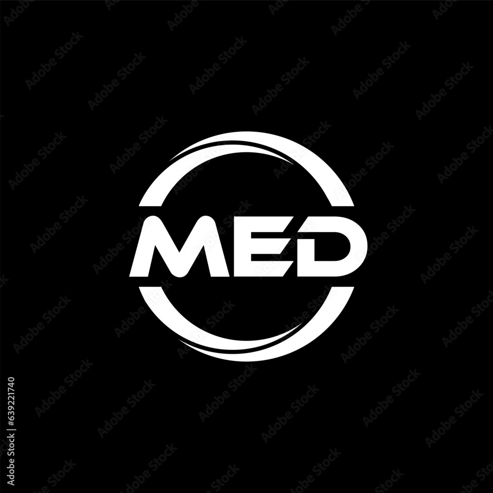 MED letter logo design with black background in illustrator, cube logo ...