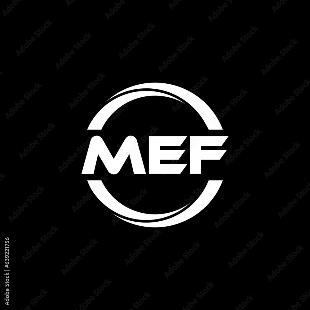 MEF letter logo design with black background in illustrator, cube logo ...