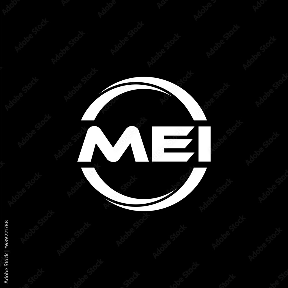 MEI letter logo design with black background in illustrator, cube logo ...
