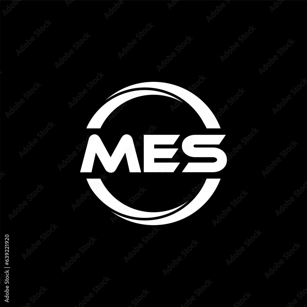 MES letter logo design with black background in illustrator, cube logo ...