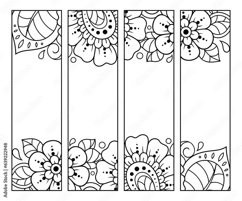 Printable bookmark for book - coloring. Set of black and white labels ...