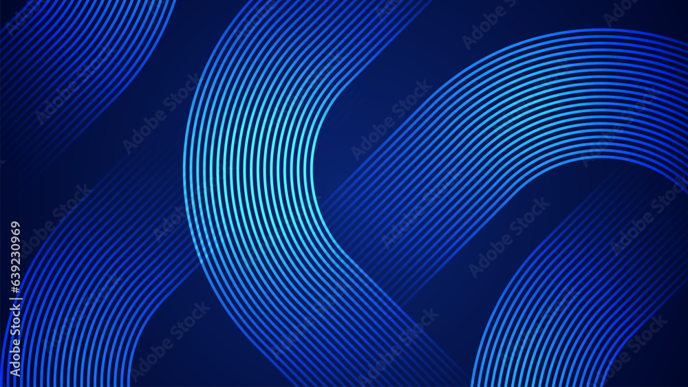 Simple dark blue abstract background with lines in a curved style ...