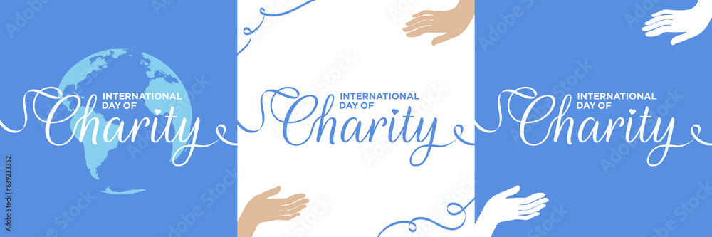 International Day of Charity Designs. Two hands reaching out to each ...