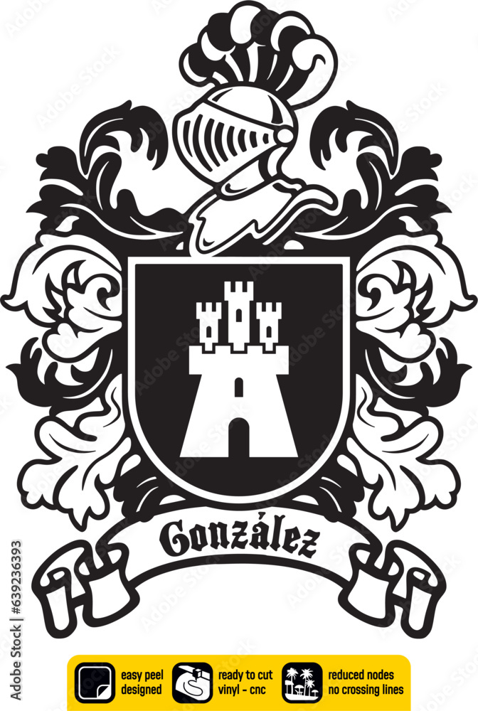 Escudo de Armas Sello Heráldico Apellido González Heráldica Española ...