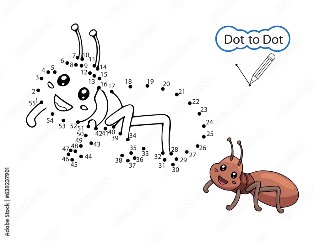 Kids art game of Dot to dot. Children activity education worksheet ...