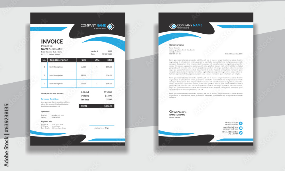 Corporate modern professional clean business invoice and letterhead ...