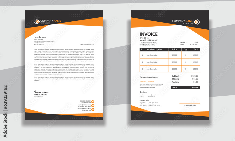 Corporate modern professional clean business invoice and letterhead ...