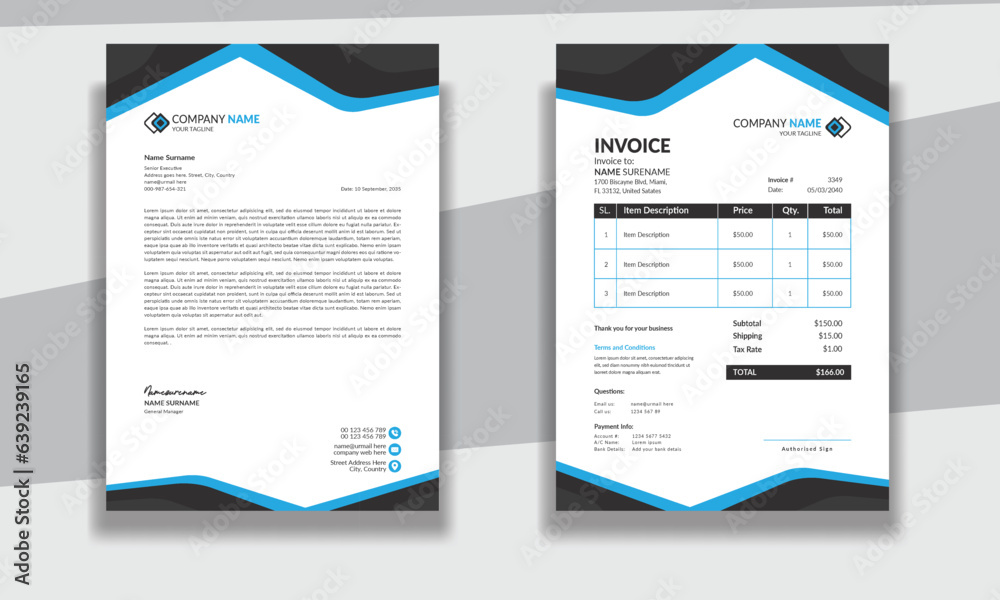 Corporate modern professional clean business invoice and letterhead ...