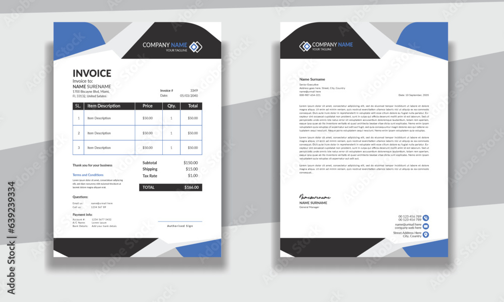 Corporate modern professional clean business invoice and letterhead ...