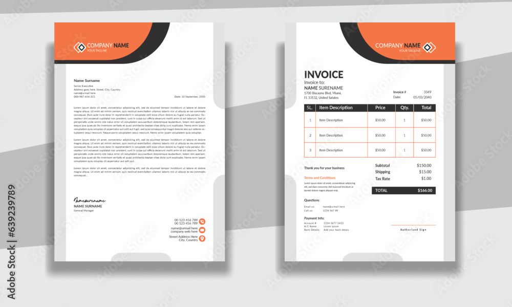 Corporate modern professional clean business invoice and letterhead ...