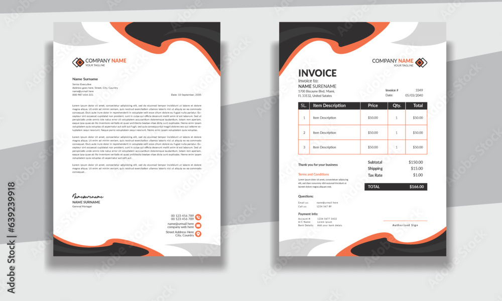 Corporate modern professional clean business invoice and letterhead ...