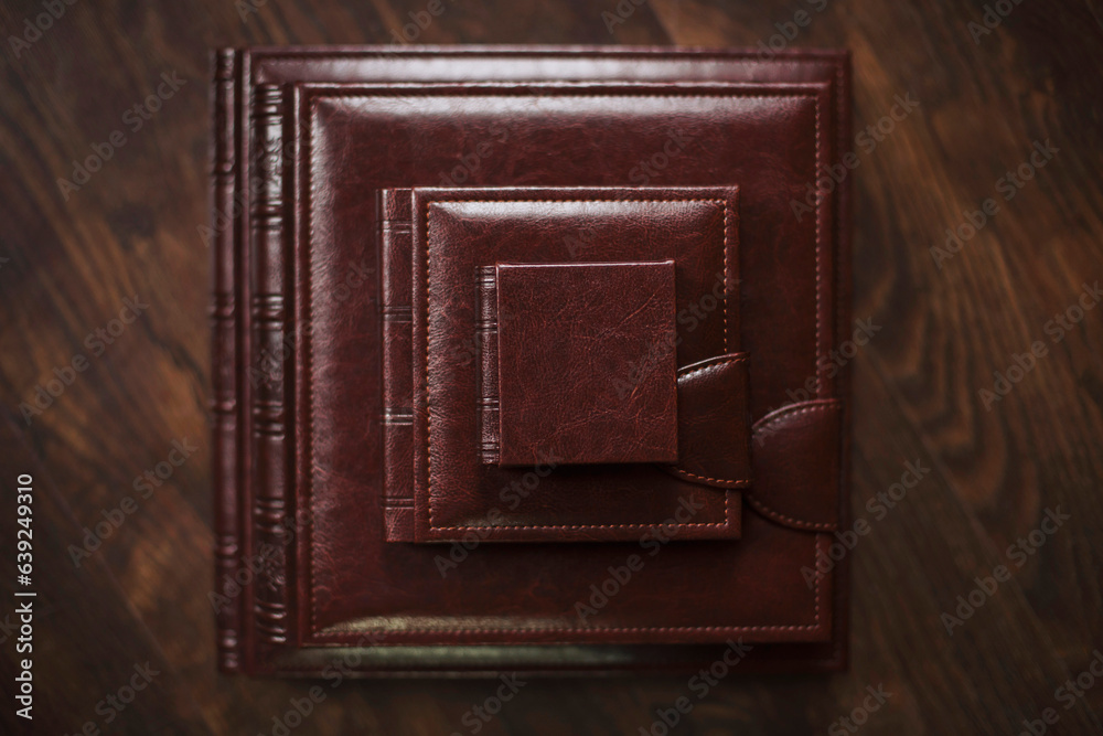 Wedding photobooks in brown leather binding. Wedding photo book, album ...