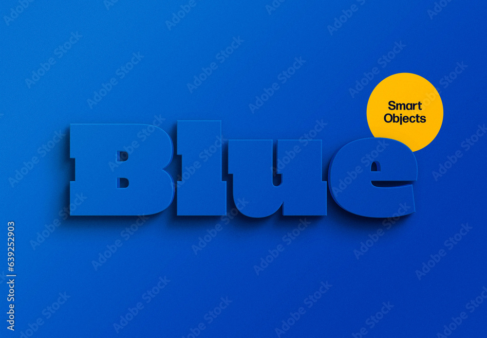 Blue 3D Text Effect Mockup Stock Template | Adobe Stock
