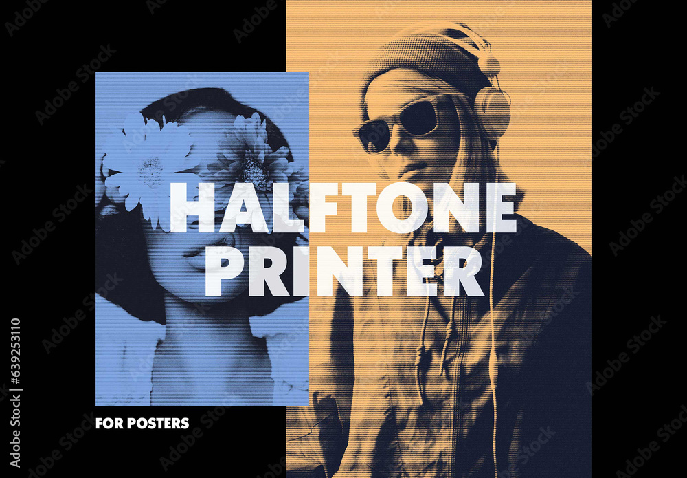 Halftone Printer Poster Photo Effect Mockup Stock Template | Adobe Stock