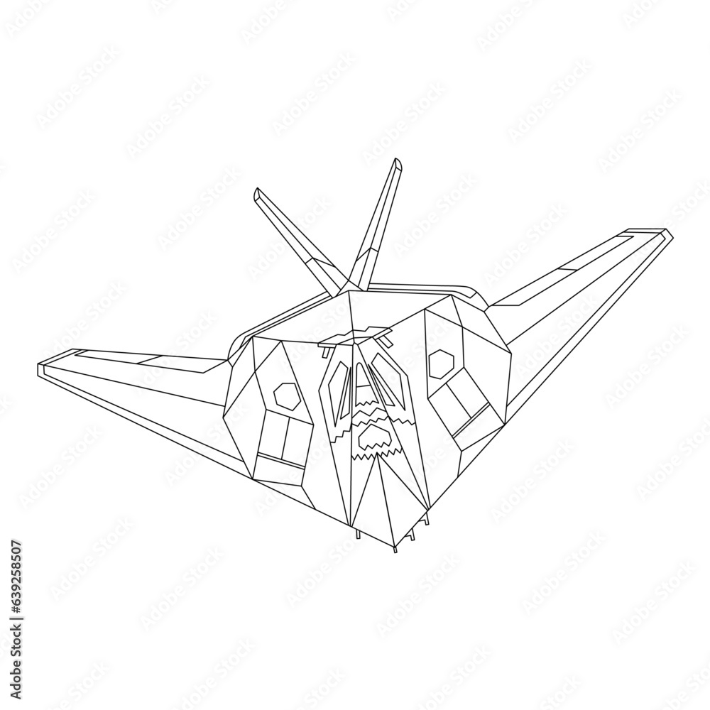 Vetor de Aircraft F-117 Outline Illustration. Fighter Jet F117 Coloring ...