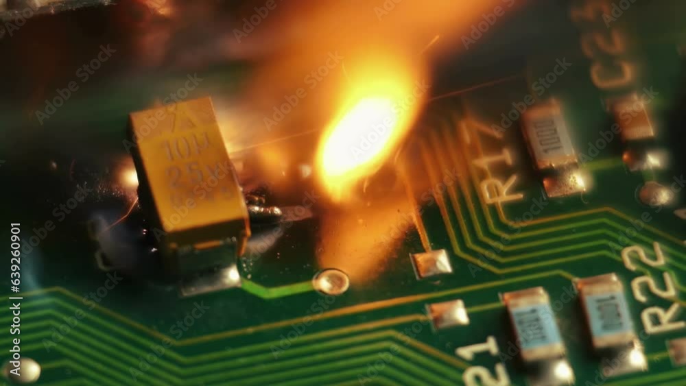 Tantalum capacitor explodes in slow motion. Computer virus consequences ...