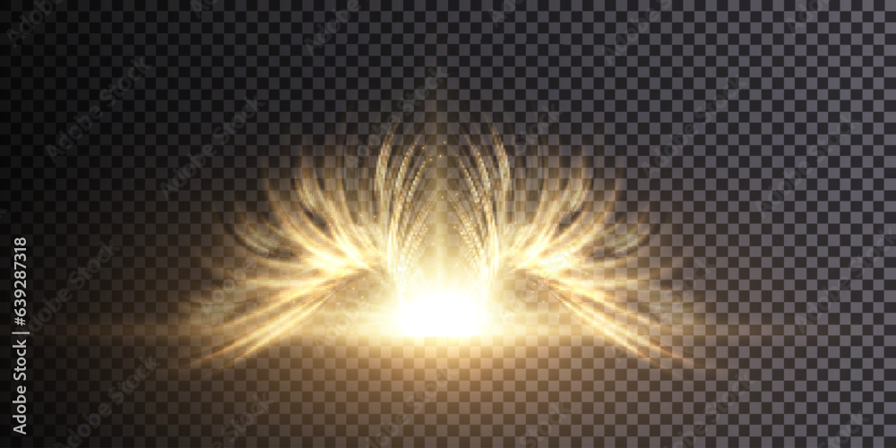 Glowing stylized angel wings on a transparent background. wings overlay ...