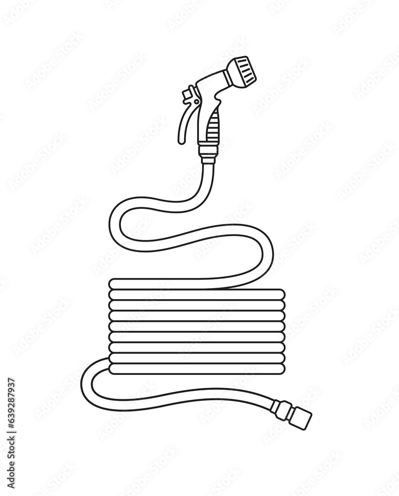 Garden watering hose with spray nozzle and connector for pipes, faucets ...