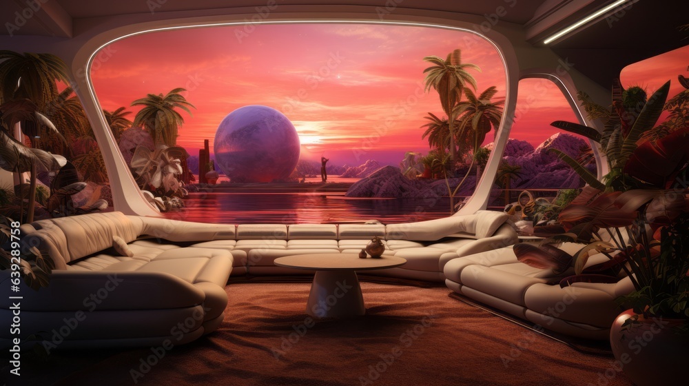 Futuristic living room, background, metaverse, virtual background ...