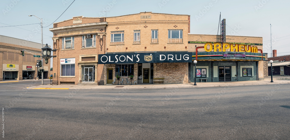 Conrad, Montana, USA – August 17, 2023: Exterior of the Orpheum Theater ...