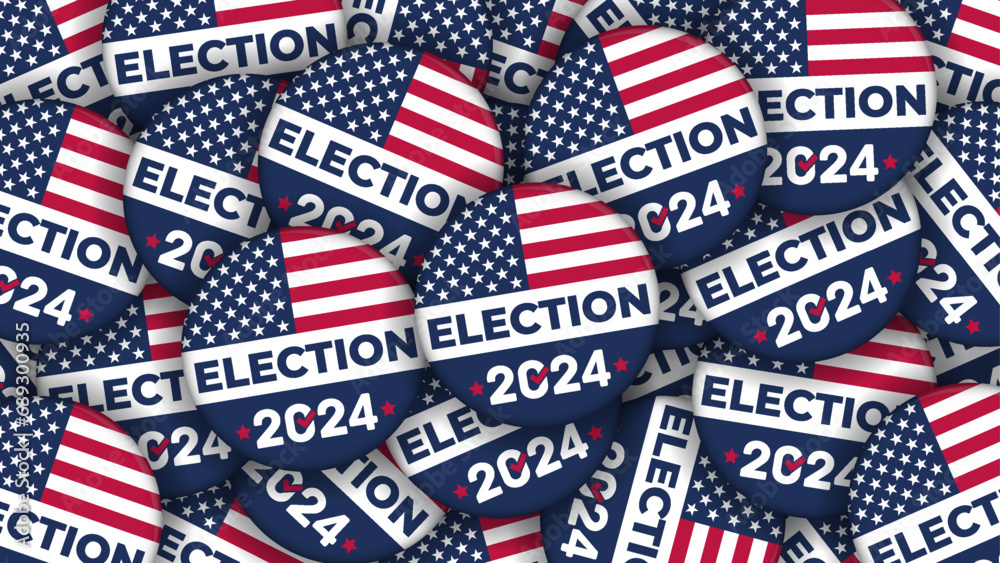 2024 Election campaign buttons with the USA flag - vector Illustration ...