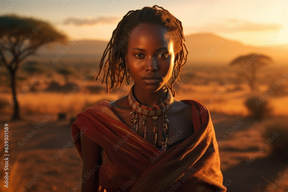 Portrait of a fictional traditional South-Saharan African woman in the ...
