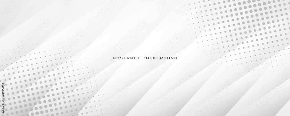 3D white geometric abstract background overlap layer on bright space ...