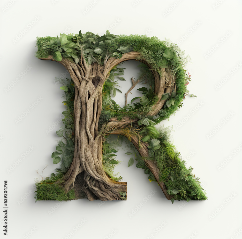 3d render letter R surrounded by Use a tree as the central element ...