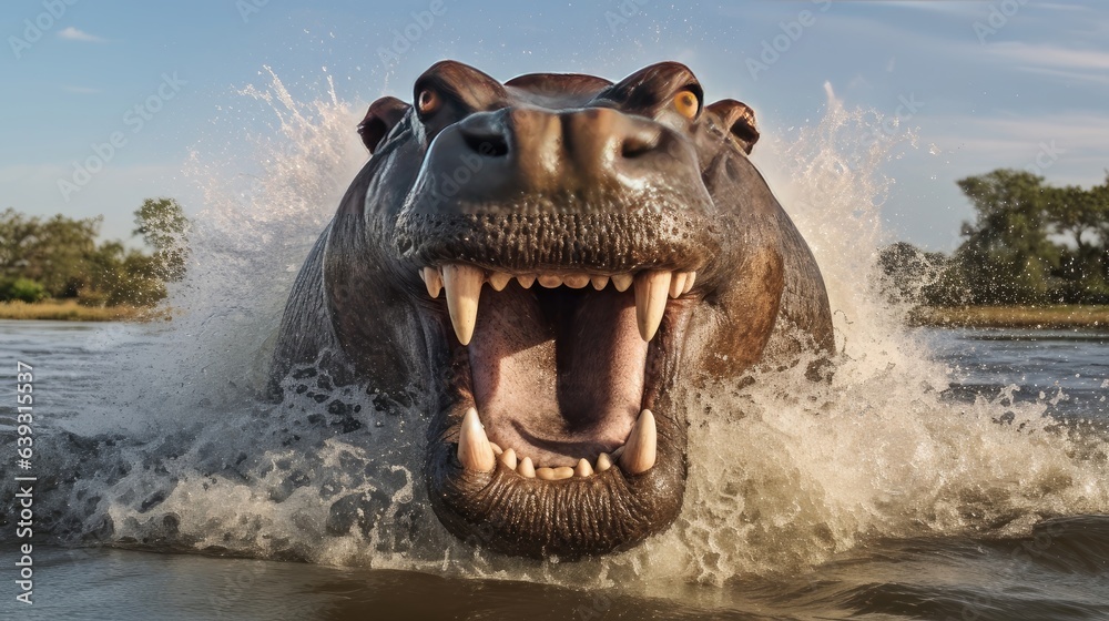 Compelling Hippo Image. Explore the Force of an Angry Hippopotamus's ...