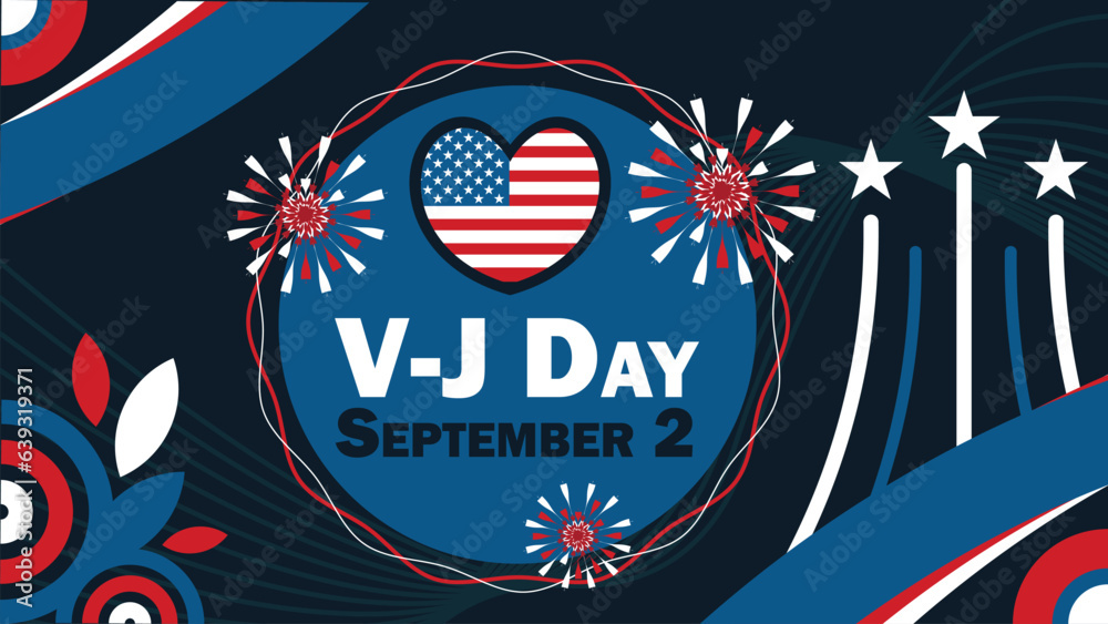 Vecteur Stock V-J day vector banner design with geometric shapes and ...