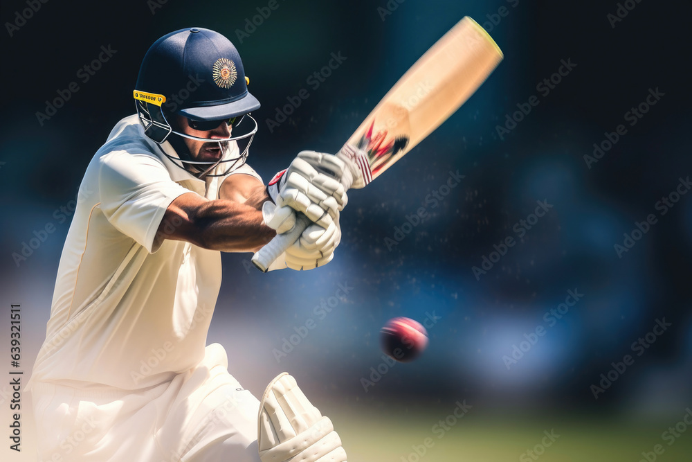 Cricket Batsman in Action Stock Photo | Adobe Stock