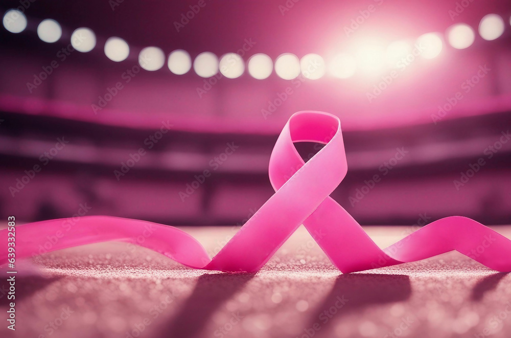 Breast cancer awareness month in October. Realistic pink ribbon symbol ...