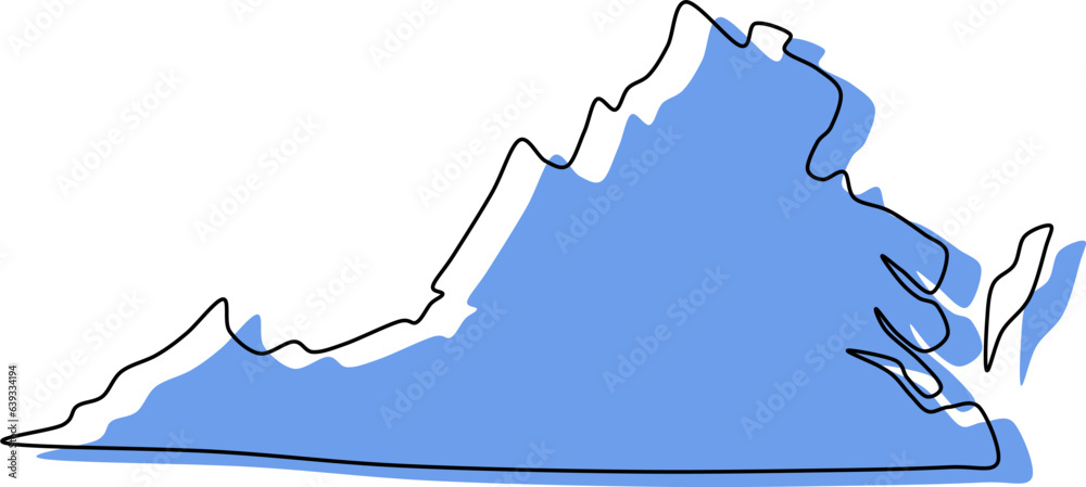 virginia vector outline stylized, stylized virginia map vector outline ...