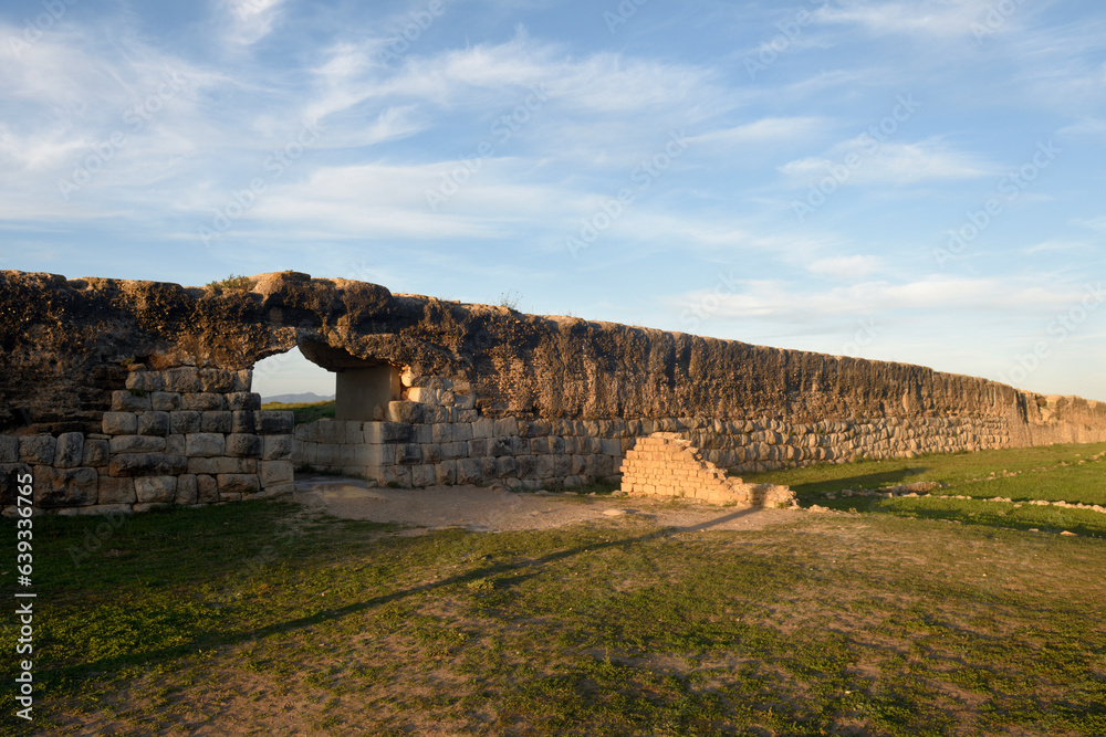 main gate of roman walls of Ruins of Empuries, Girona province, Spain ...
