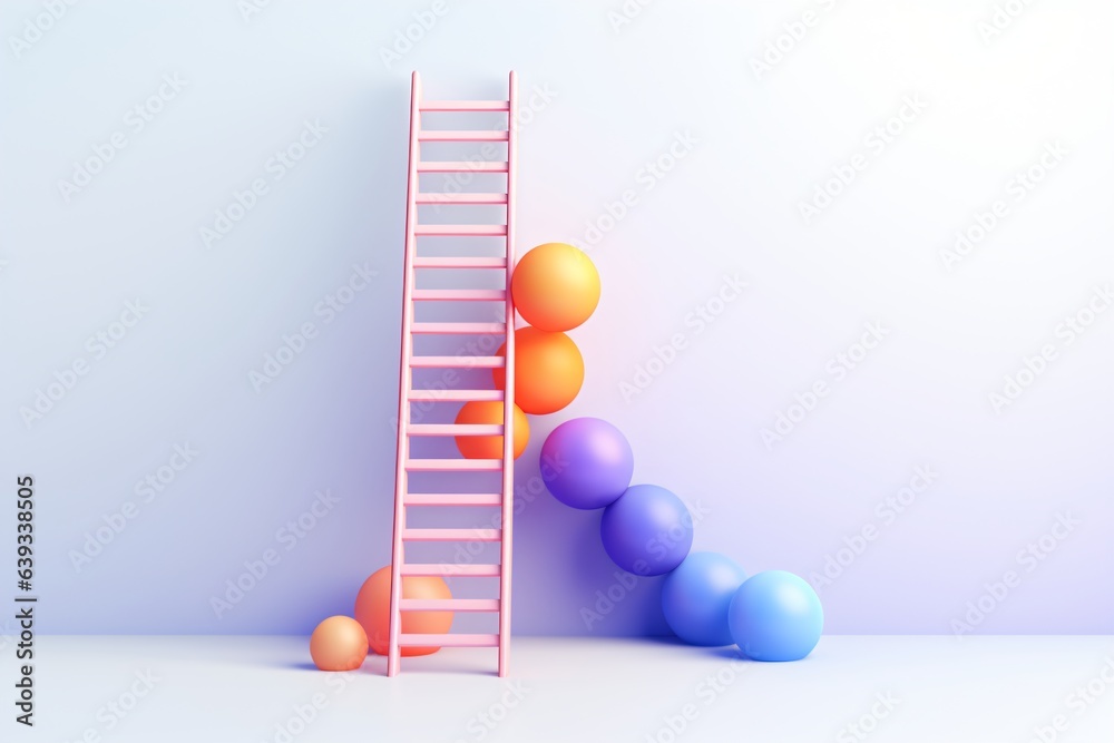 Cartoon illustration of a colorful ladder depicting success and growth ...