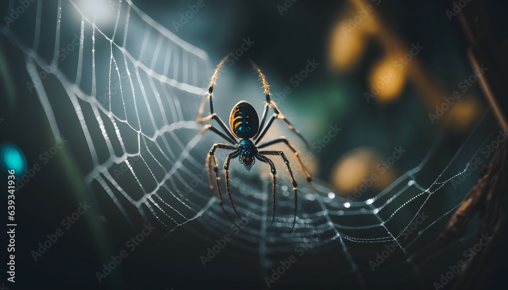 black spider on spider web in nature, Cinematic, Photoshoot, Shot on ...